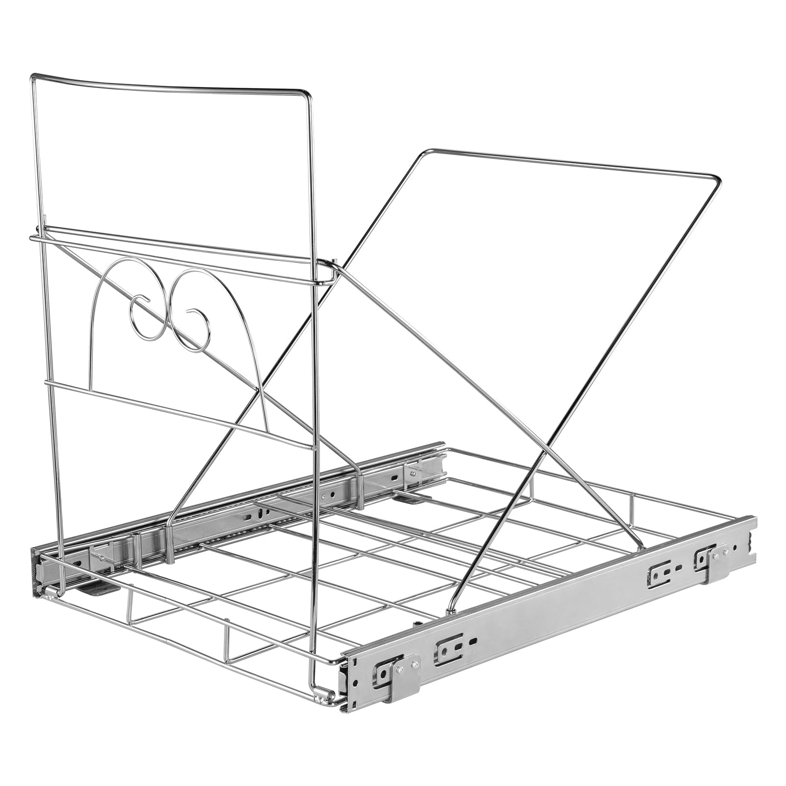 Pektiftn Double Pull Out Trash Can Under Cabinet, Under Sink Trash Can Pull Out Shelf Kit,Dual Compartment Slide Out Rack Rail for Kitchen Recycle Bins (Not Included Trash Can，Stainless Steel)