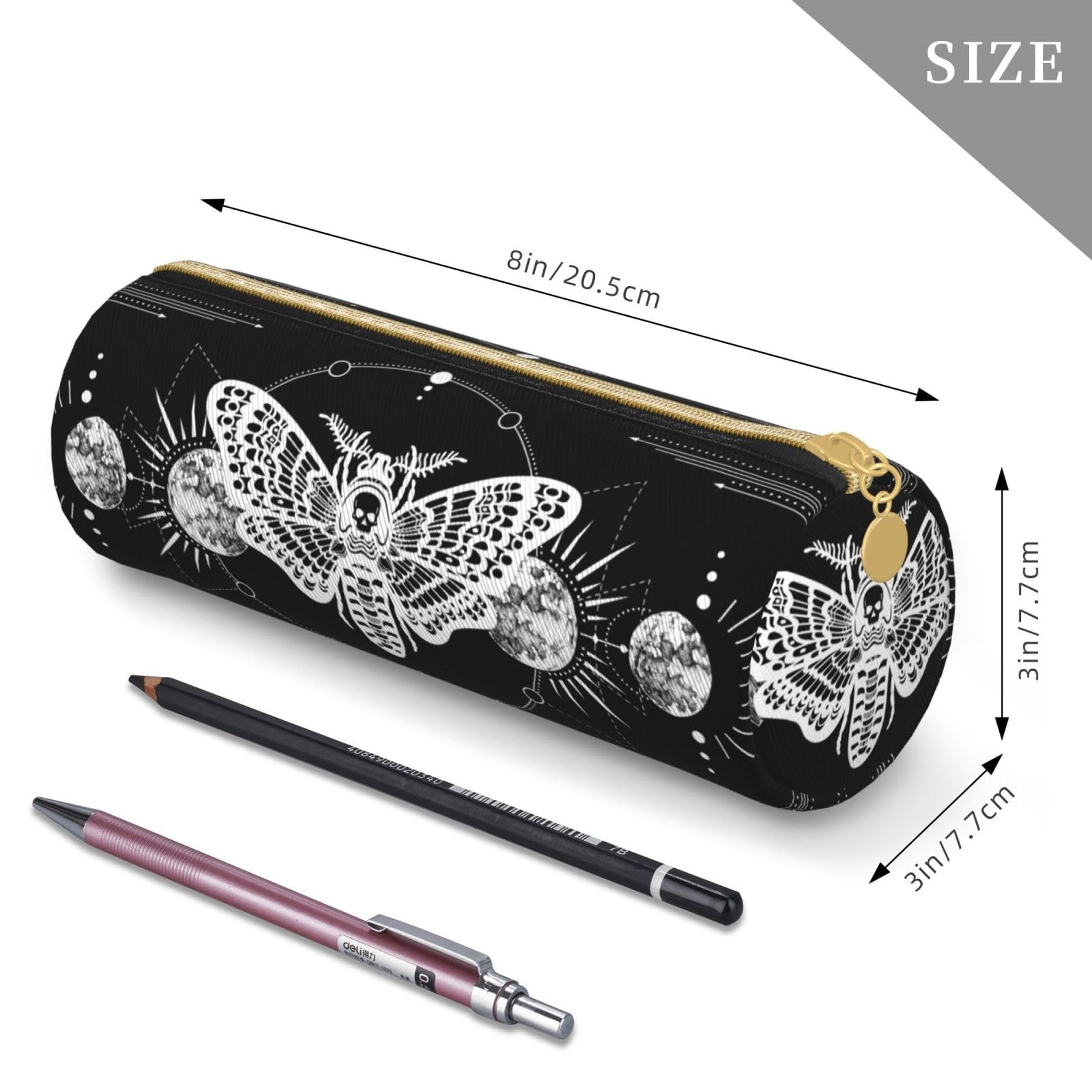 FREEHOTU Canvas Simple Moon Moth Pattern Makeup Bag Cosmetic Holder Bag Office Storage Pouch