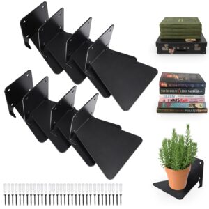 realplus floating bookshelf iron invisible floating book shelves wall mounted heavy duty book organizer, black (pack of 8)