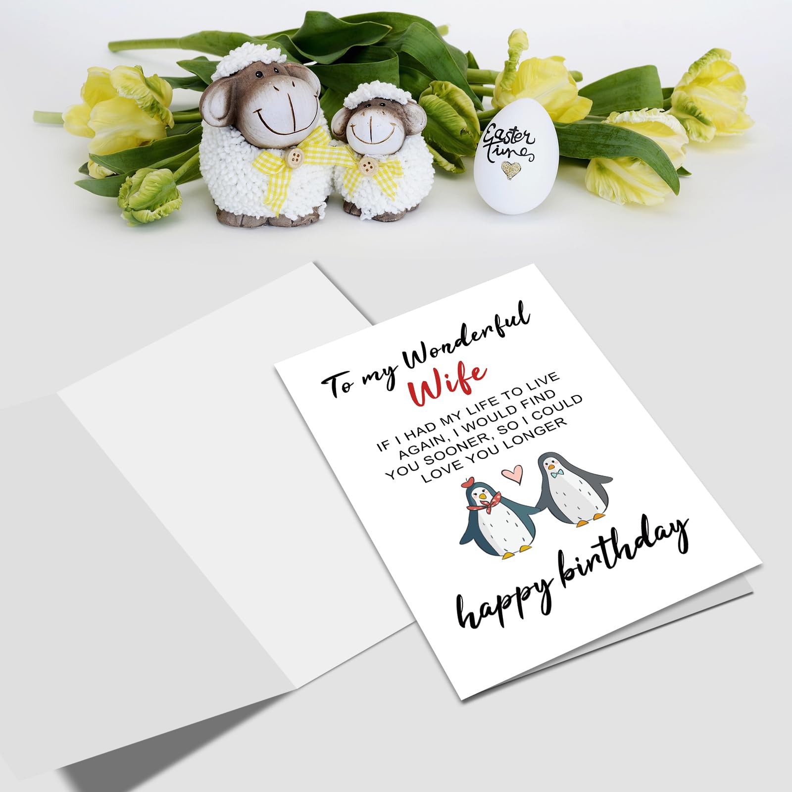 Nchigedy Birthday Card for Wife - Smooth, Heavy Card Stock, Blank Inside, Gold Envelope