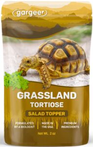 gargeer 2oz desert/grassland tortoise food supplement, flower salad mix topper. supercharge appetite, health & immune system. complete diet, rich with vitamins, made in the usa. enjoy!