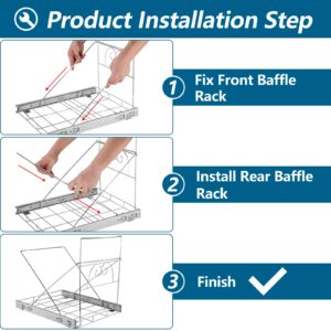 Pektiftn Double Pull Out Trash Can Under Cabinet, Under Sink Trash Can Pull Out Shelf Kit,Dual Compartment Slide Out Rack Rail for Kitchen Recycle Bins (Not Included Trash Can，Stainless Steel)