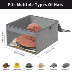 Qozary Hat Storage Box - Large Hat Organizer for Cowboy Hats, Hat Box for Women & Men, Foldable Closet Storage Box, Dustproof Hat Travel Case - Easily Store Wide Brim Hats