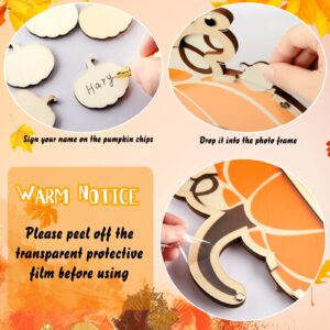 63 Pcs Pumpkin Baby Shower Guest Book Alternatives Set Fall Baby Shower Guestbook with Photo Frame Baby Sonogram Frame Keepsake 60 Wood Pumpkin Slices, Rustic Guest Book Alternative for Birthday