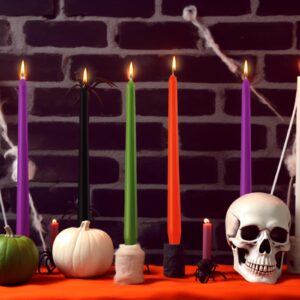 MTLEE 16 Pcs 10 Inch Long Tapered Candle Stick Bulk Smokeless and Unscented Candle Burning Candle Paraffin Wax with Cotton Wick Dinner Candle for Halloween Wedding Party Church(Spooky Color,16)