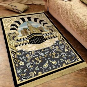 beisto muslim prayer mats black and gold luxurious prayer rug janamaz sajadah velvet satin prayer rug islam for men women kids