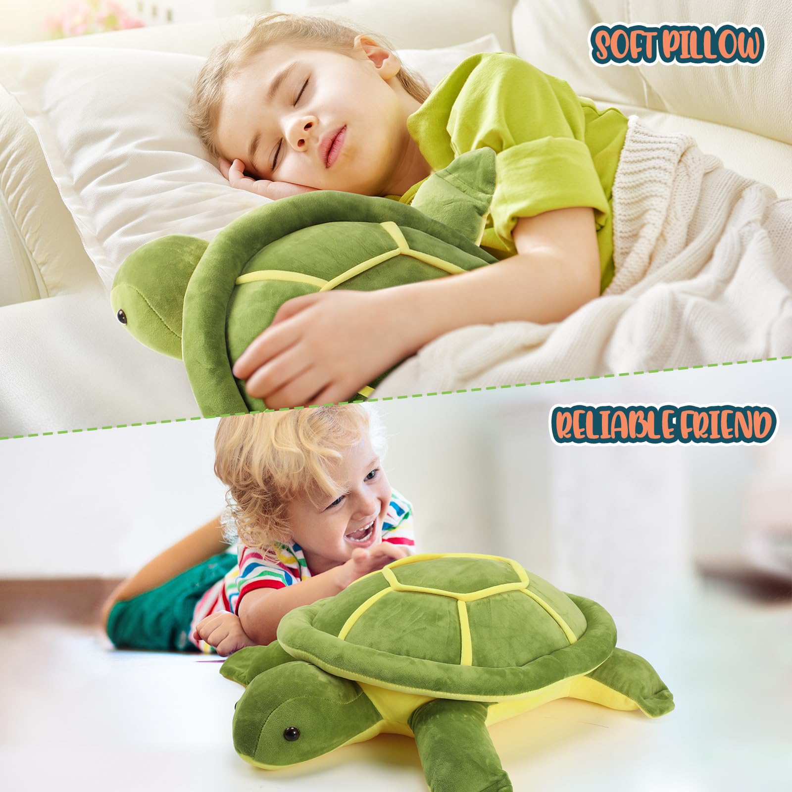 Liliful Giant Sea Turtle Stuffed Animals Green Soft Plush Sea Turtle Large Stuffed Turtle Pillow for Kids Girls Boys Plush Turtle Gifts for Christmas(22 Inches)