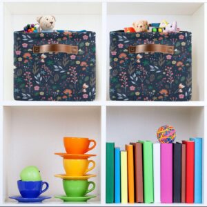 Ditsy Floral Storage Containers Large Foldable Storage Basket Storage Bins for Home Office Shelves, 1 Pack