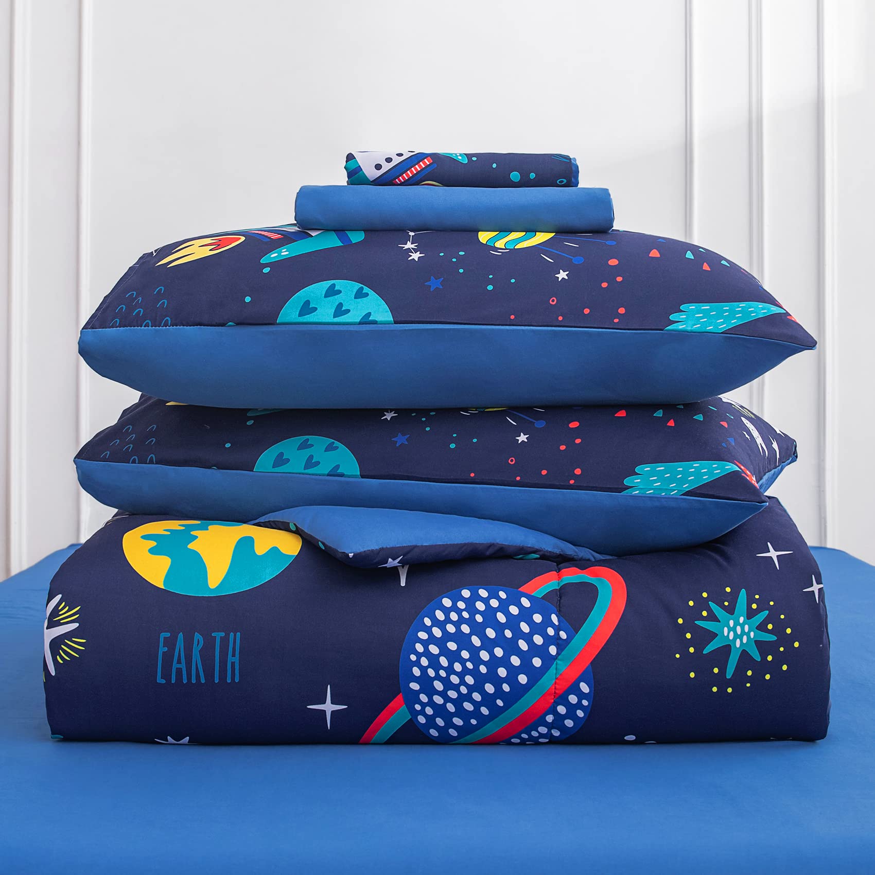 Kids Bedding Sets for Boys Girls Space Bedding,Galaxy Bedding Full Size,Kids Comforter Sets Boys 7pieces,Full Size Bedding Sets with Comforter and Sheets