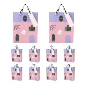 cheerland 10pcs halloween party favor paper bags pastel pink purple hunted house halloween bags trick or treat bag for spooky theme birthday cosplay halloween goodie bags party supplies