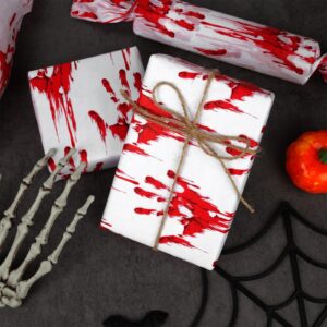 100 Sheets 20 * 14 Inches Horror Bloodstain Pattern Tissue Paper for Gift Bags, Halloween Tissue Paper for Gift Wrapping for Halloween Party DIY Craft