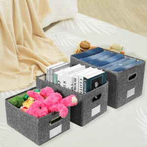 Fassave Foldable Storage Bins with PP Plastic Board, 2 Packs Fabric Storage Container Basket Cube with Handles for Office, Bedroom, Closet (Small-2 Pack, Black&White Grid)