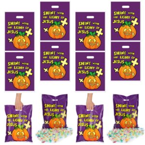 72 pcs halloween christian pumpkin plastic bags 12 x 17 inch halloween treat bags with handle halloween goody gift bags for trick or treat bags halloween party favor