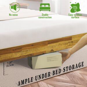 Acacia Sierra Bed Frame with Headboard Solid Wood Platform Bed, Queen Bed Frame, Tall Headboard Wood Bed Compatible with All Mattress Types, No Box Spring Needed, Caramel - Early American