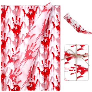 100 sheets 20 * 14 inches horror bloodstain pattern tissue paper for gift bags, halloween tissue paper for gift wrapping for halloween party diy craft