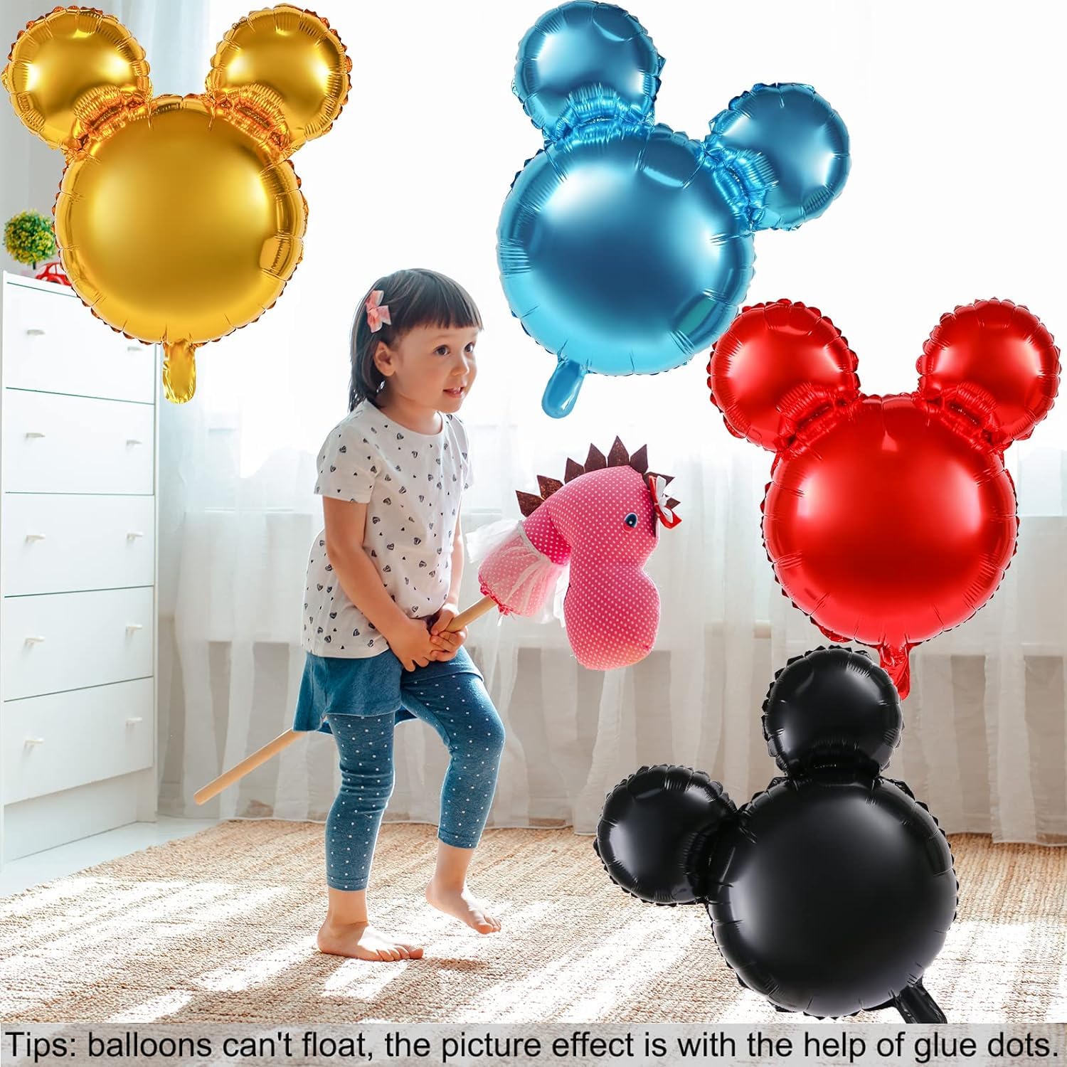 8 Pcs Mouse Head Balloons, CCOZN 24'' Jumbo Mouse Mylar Balloon Cannot Float Mouse Head Aluminum Foil Balloons for Birthday Party Decorations Baby Shower Supplies