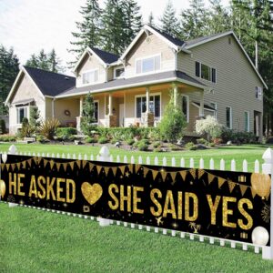 engagement party decorations black and gold he asked she said yes decorations sign wedding engagement banner