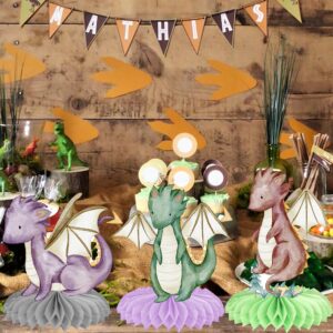 Dragon Honeycomb Centerpieces 11Pcs Dragon Theme Table Centerpieces Dragon Birthday Party Decorations Cute Dragon Honeycomb Decorations for Dragon Knight Baby Shower Supplies