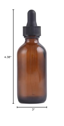 VIGOR PATH 2-Pack Amber Glass Dropper Bottles - Complete with Tapered Glass Droppers for Essential Oil or Any Liquids (2oz/60ml)