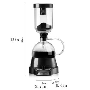 JITEM Cafetera Syphon Vacuum Coffee Maker Glass Electric Siphon Pot Knob Operation 360° Base Keep Warm 500W 400ML Manual Preparation Mode for Coffee or Tea