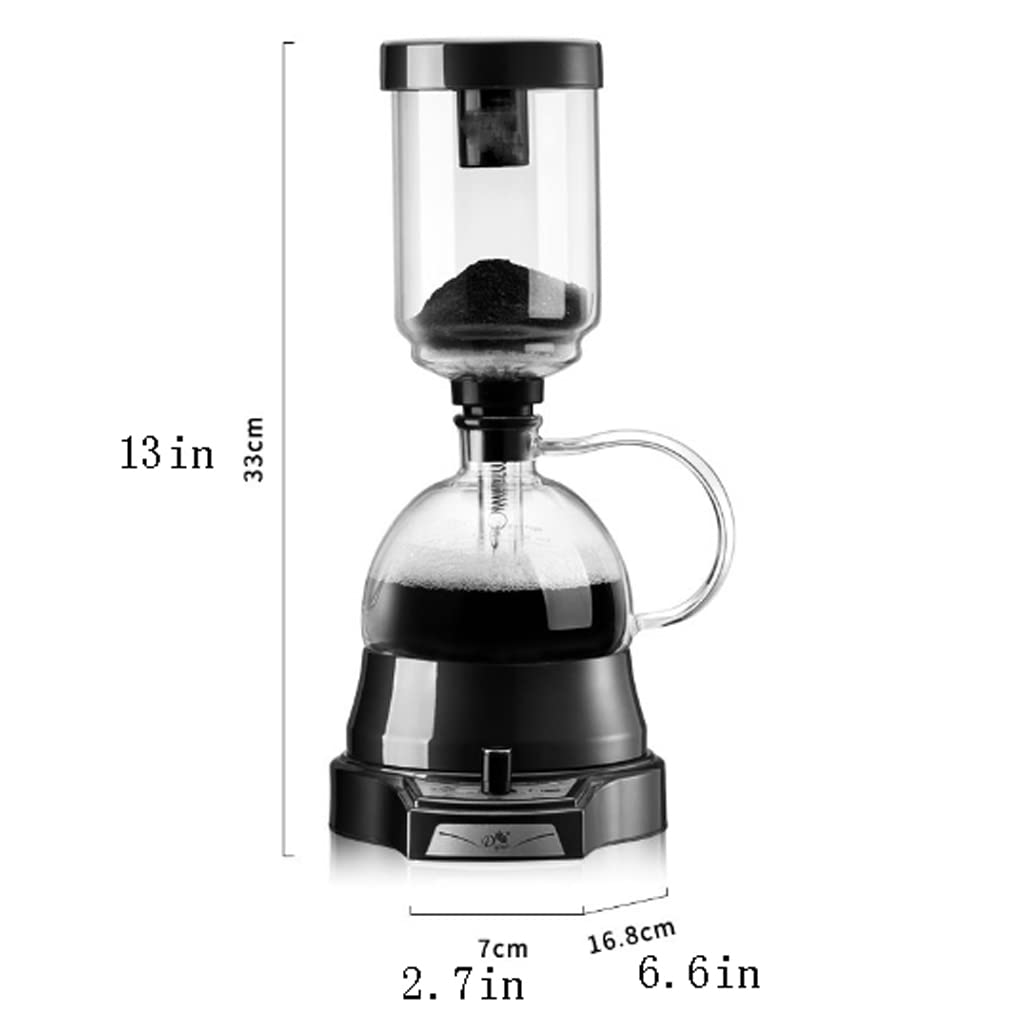 JITEM Cafetera Syphon Vacuum Coffee Maker Glass Electric Siphon Pot Knob Operation 360° Base Keep Warm 500W 400ML Manual Preparation Mode for Coffee or Tea