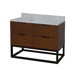 Kitchen Bath Collection Mia 48-inch Bathroom Vanity (Carrara/Walnut): Includes Walnut Cabinet with Authentic Italian Carrara Marble Countertop and White Ceramic Sink