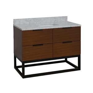 Kitchen Bath Collection Mia 48-inch Bathroom Vanity (Carrara/Walnut): Includes Walnut Cabinet with Authentic Italian Carrara Marble Countertop and White Ceramic Sink