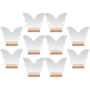 gadpiparty 10 sets butterfly shaped clear acrylic place cards blank wedding signs seating cards with holder sublimation diy butterfly table number decor party supplies