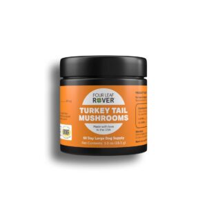 four leaf rover - turkey tail mushroom extract - critical immune support and prebiotic for dogs - 60 day supply, depending on dog’s weight - rich in beta-glucans - vet formulated