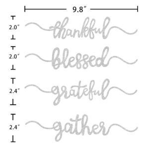 Aukolass 8 Pcs Thanksgiving Plate Cards, Thanksgiving Table Decorations Grateful Thankful Blessed Gather Place Card Plate Decors for Home Party (Silver)