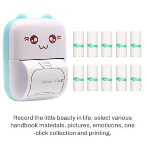 Keebgyy Mini Sticker Receipt Printer Portable Pocket Printer Thermal Inkless Printing Paper Including 5 Rolls for Photo Journal Notes 57x25mm Adhesive Thermal Paper (10 Rolls)