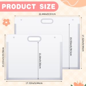 4 Pcs Art Portfolio Folder for Artwork Plastic Art Portfolio Waterproof Art Portfolio with Handles Large Art Portfolio Case Art Poster Storage Containers, 22.44 x 17.32 Inch, 17.32 x 13.22 Inch