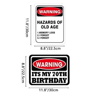 WERNNSAI 70th Birthday Decorations - 9 PCs 70s Old Zone Party Decorations, Funny Yard Banner for Grandma Grandpa, Table Centerpieces Door Wall Windows Signs Photo Booth Props for Men Women, Happy Bday Decor