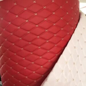 lanoba quilted foam vinyl fabric faux leather thick sponge backing diy upholstery headboard car headliner furniture, 39" x 60", diamond 2" x 3" (red)