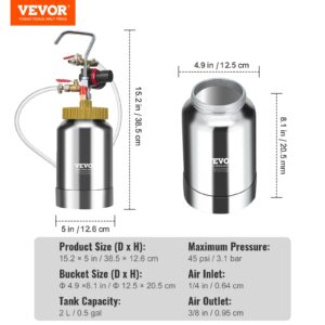 VEVOR Spray Paint Pressure Pot Tank, 2L/0.5gal Lightweight Air Paint Pressure Pot, 1.8mm Nozzle Spray Paint Gun 3m Hoses for Home Decoration Architecture Construction Automotive Painting, 45PSI Max