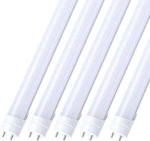 h&b luxuries 4ft led t8 ballast bypass type b light tube, 18w, single-ended & dual-ended connection, 2340lm, g13 base,t8 t10 t12 fluorescent bulbs replacement, ul & dlc - 4000k (5pcs)