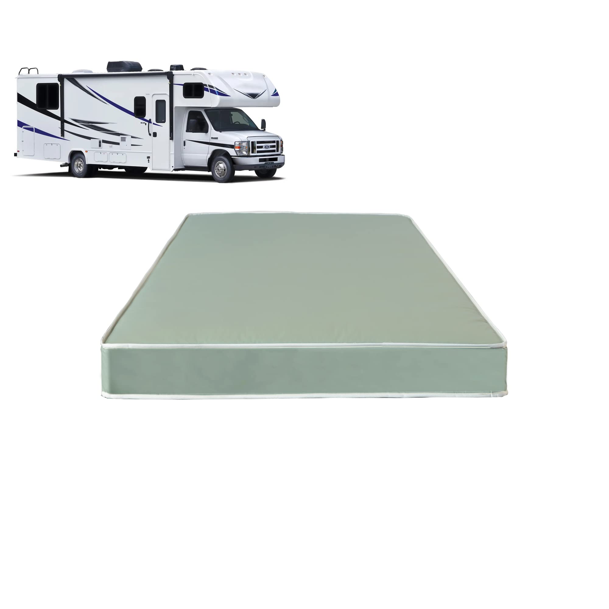 Treaton, 4-Inch High-Density Cooling Gel Memory Foam Vinyl RV Mattress Replacement, Medium Firm, Good for Trailers, Camper Vans and Other Furniture Application, Twin, Green