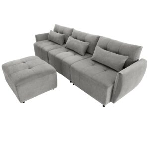 LUMISOL 113.3" Convertible Sectional Sofa with Ottoman, 3 Seat L Shaped Sofa Couch with Lumbar Pillows, Comfy Chenille Sofa Upholstered for Living Room, Apartment, Office