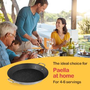 ACTIV CUISINE Paella Pan, 14 Inch Stainless Steel Paella Pan, Non-stick Coating, Seafood and Meat for 6 Servings, Cooking Pan Suitable for All Cooktops Including Induction, 36 CM