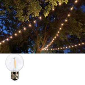 G40 Globe Replacement Bulbs C9/E17 Intermediate Base 1W G40 Shatterproof Waterproof Clear Plastic LED Filament Bulb Warm White 2700K Outdoor String Replacement Light for Yard Garden Patio(15 Pack)