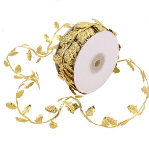 gold leaf ribbon 10yards leaves trim rope artificial leaf ribbon for garland gift wrapping party wedding home decorations