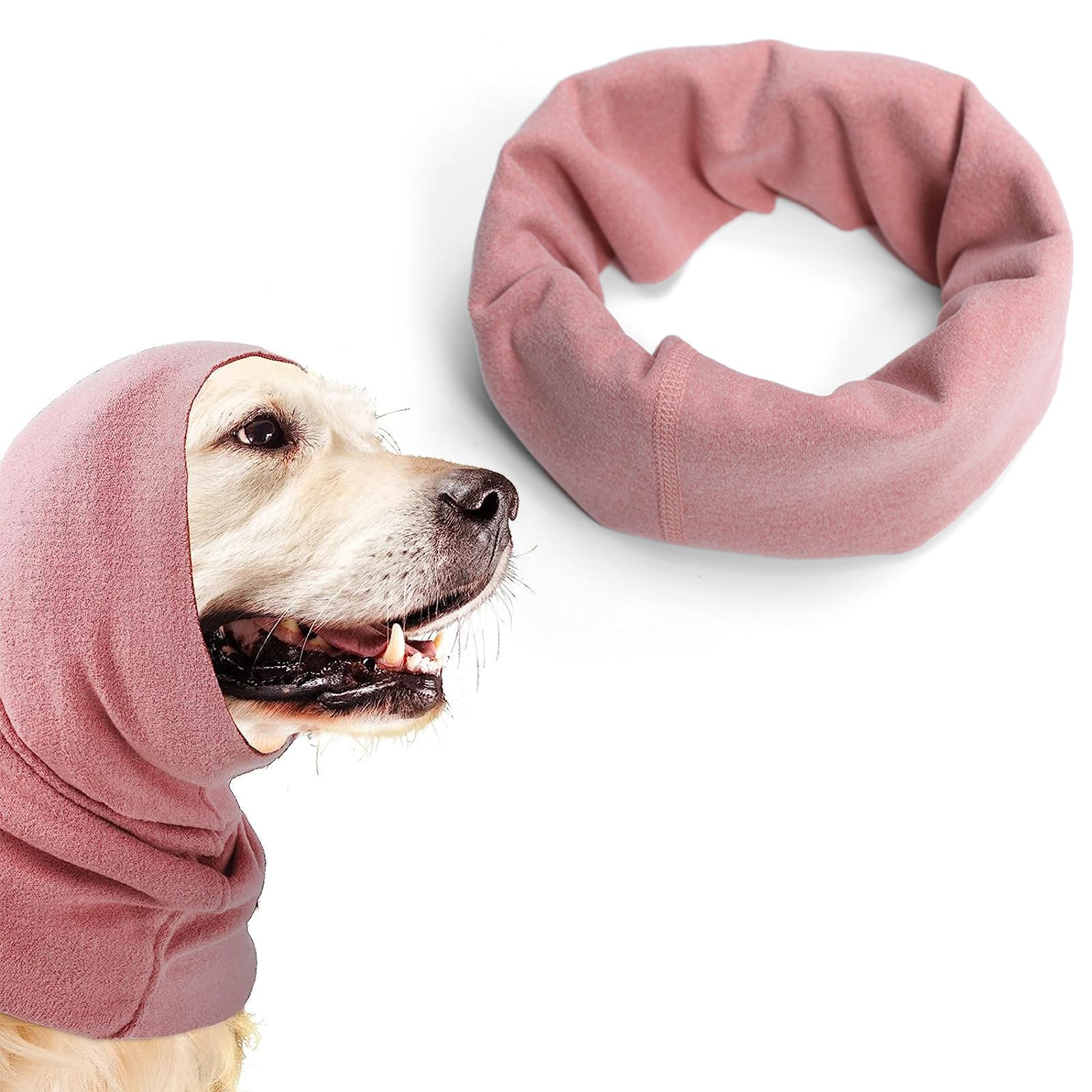 Dog Warm Neck & Quiet Ear Covers for Ear Protection, Calming Ear Muffs for Dogs/Cats - Hood for Anxiety Relief/Calming/Warm/ (Pink Earmuffs)