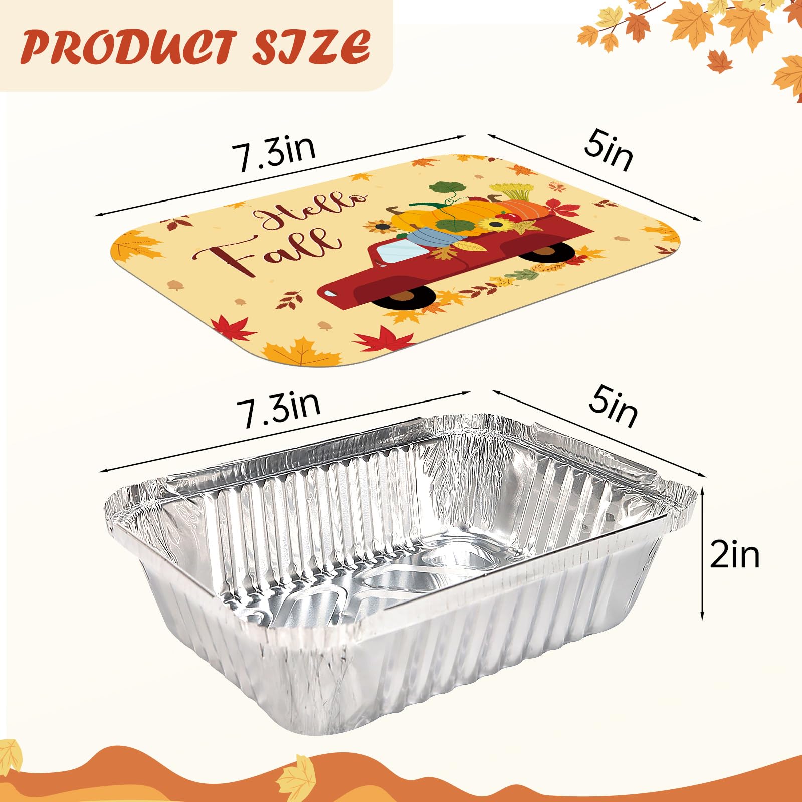 RGQSUN 40 Pcs Thanksgiving Tin Foil Containers with Lids,Disposable Loaf Pans Aluminum Foil Pans for Cooking,Tin Takeout Containers Foil Food Containers for Fall Autumn Party Leftovers