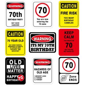 wernnsai 70th birthday decorations - 9 pcs 70s old zone party decorations, funny yard banner for grandma grandpa, table centerpieces door wall windows signs photo booth props for men women, happy bday decor