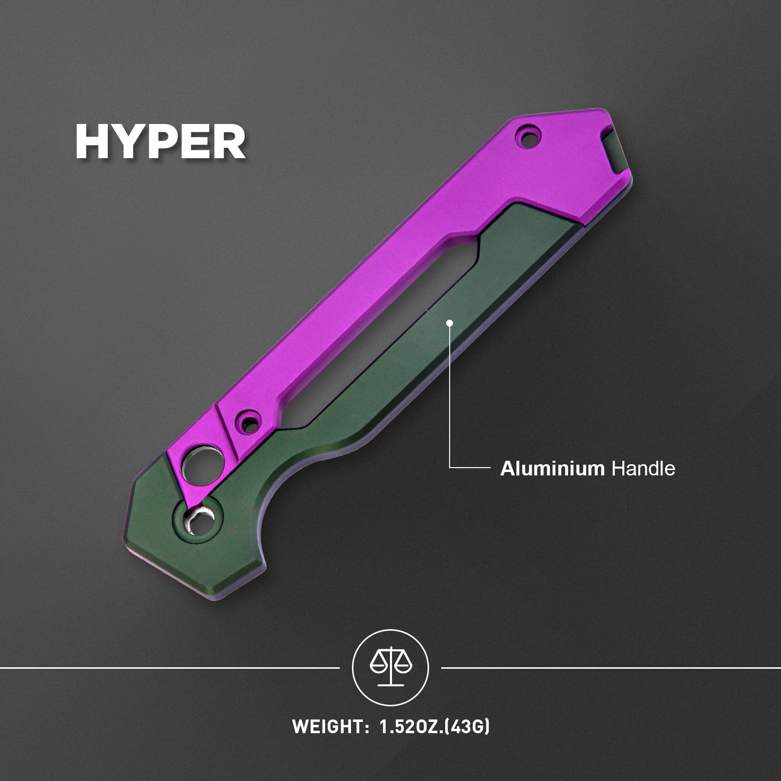 Kizer Hyper Folding Knife Handle Scales One Set Purple & Green Aluminium Scales for Pocket Knife Hyper H3632PG