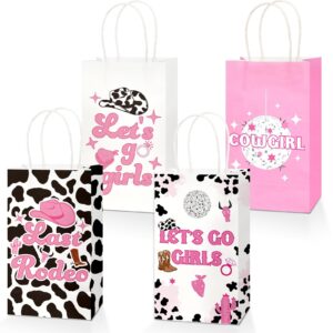 16pcs let's go girls gift paper bags bachelorette party supplies western cowgirl party favors bags last rodeo bachelorette party decorations disco birthday treat bags for bridal shower bachelorette