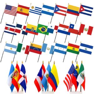 arosche hispanic heritage month decorations hand held flags on stick 22 spanish speaking countries small mini flags banners for hispanic heritage month events celebration party supplies