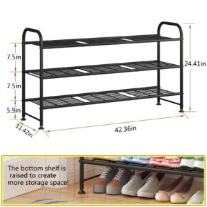 LINZINAR Shoe Rack 3 Tier Storage Organizer for Closet Entryway Metal Black