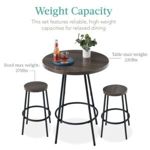 Best Choice Products Bistro Dining Set 3 Piece, Modern Round Counter Height Pub Table, Compact High Top with Bar Stools Pub Dining Set for Kitchen, Breakfast Room - Dark Gray