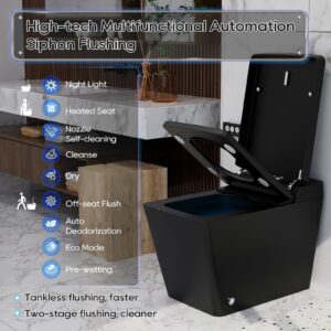 Smart Bidet Toilet for Bathroom with Remote Control, Modern Intelligent One Piece Tankless Toilet with Auto Open/Close Lid, Auto Dual Flush, Heated Bidet Seat, Warm Water and Dry.